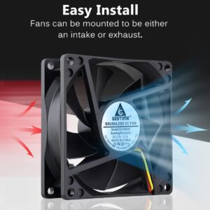 GDSTIME 80mm 8cm CPU Fan, 80mm x 25mm Brushless DC 12V 3PIN Brushless PC Computer Case Cooling Fan