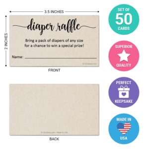 321Done Diaper Raffle Tickets, Made in USA - 3.5x2 Kraft Tan, With Name Line, Baby Shower Game, Enter to Win Drawing, Prize, Small - Pack of 50