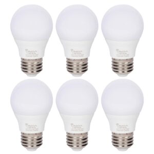 simba lighting led a15 refrigerator light bulbs (6-pack) 4w 40w replacement small for appliances, freezers, ceiling fans, 120v, e26 standard medium base, frosted cover, not dimmable, 5000k daylight