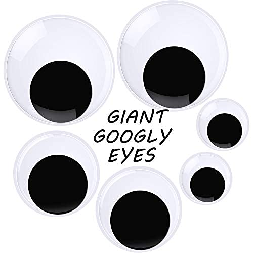 Christmas Decorations 4 Inch 3 Inch 2 Inch Wiggle Googly Eyes with Self Adhesive Large Black Googly Eyes for Crafts Set of 6 (Mix Sizes)