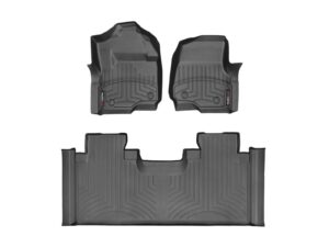 weathertech custom fit floorliners for ford super duty - 1st & 2nd row (4410121-446973), black