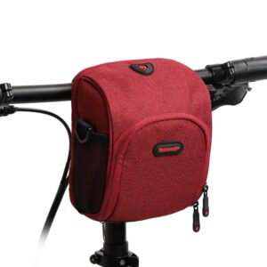 upanbike bike handlebar bag,mountain bike pouch multifunctional bicycle front frame top tube storage bag with shoulder strap and rain cover(red)