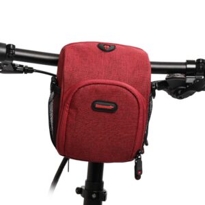 UPANBIKE Bike Handlebar Bag,Mountain Bike Pouch Multifunctional Bicycle Front Frame Top Tube Storage Bag with Shoulder Strap and Rain Cover(Red)