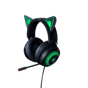 Razer Kraken Kitty Quartz Edition - Cat Ears USB Gaming Headset, Chroma Lighting, Wired for Cross-Platform Gaming for PC, PS4, Xbox One & Switch, 50mm Diaphragm, 3.5mm Cable with Line Controls, Black