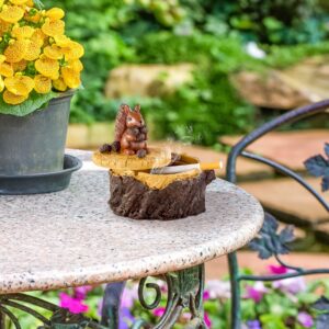 Grovind Outdoor Ashtrays for Cigarettes Cute Resin Squirrel Ashtray with Lid for Home and Garden