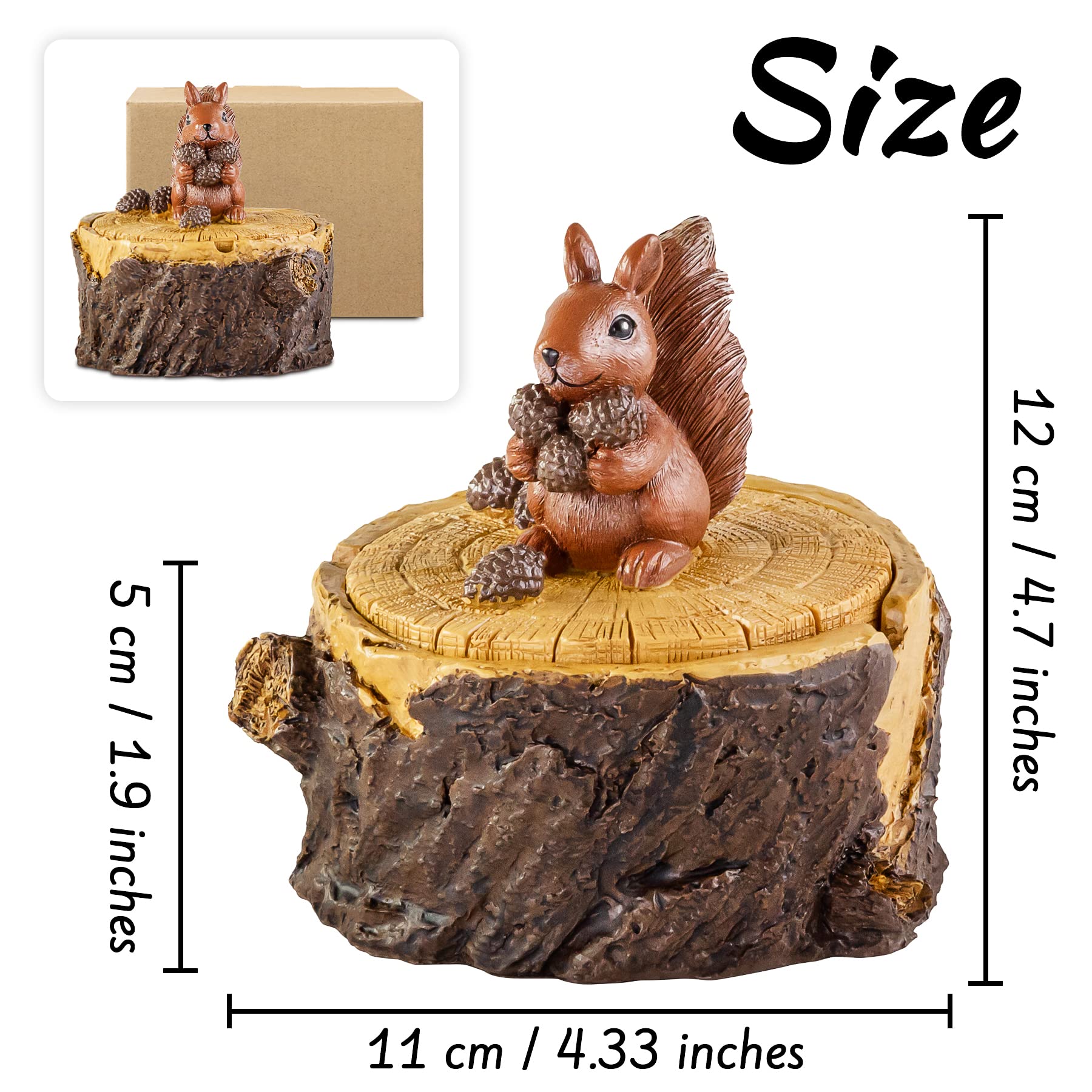 Grovind Outdoor Ashtrays for Cigarettes Cute Resin Squirrel Ashtray with Lid for Home and Garden