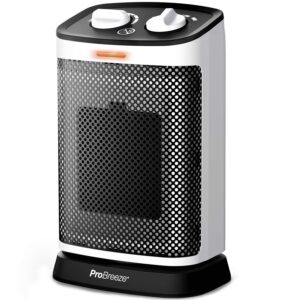 pro breeze oscillating ceramic space heater 1500w – heater fan with 6 operation modes, adjustable thermostat, overheat protection and tip-over switch – fan heater for home office, bedroom, desk