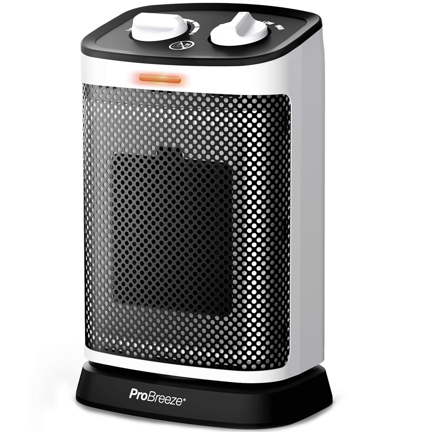 Pro Breeze Oscillating Ceramic Space Heater 1500W – Heater Fan with 6 Operation Modes, Adjustable Thermostat, Overheat Protection and Tip-over Switch – Fan Heater for Home Office, Bedroom, Desk