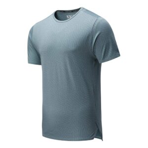 new balance men's q speed jacquard short sleeve 20, light slate heather, small