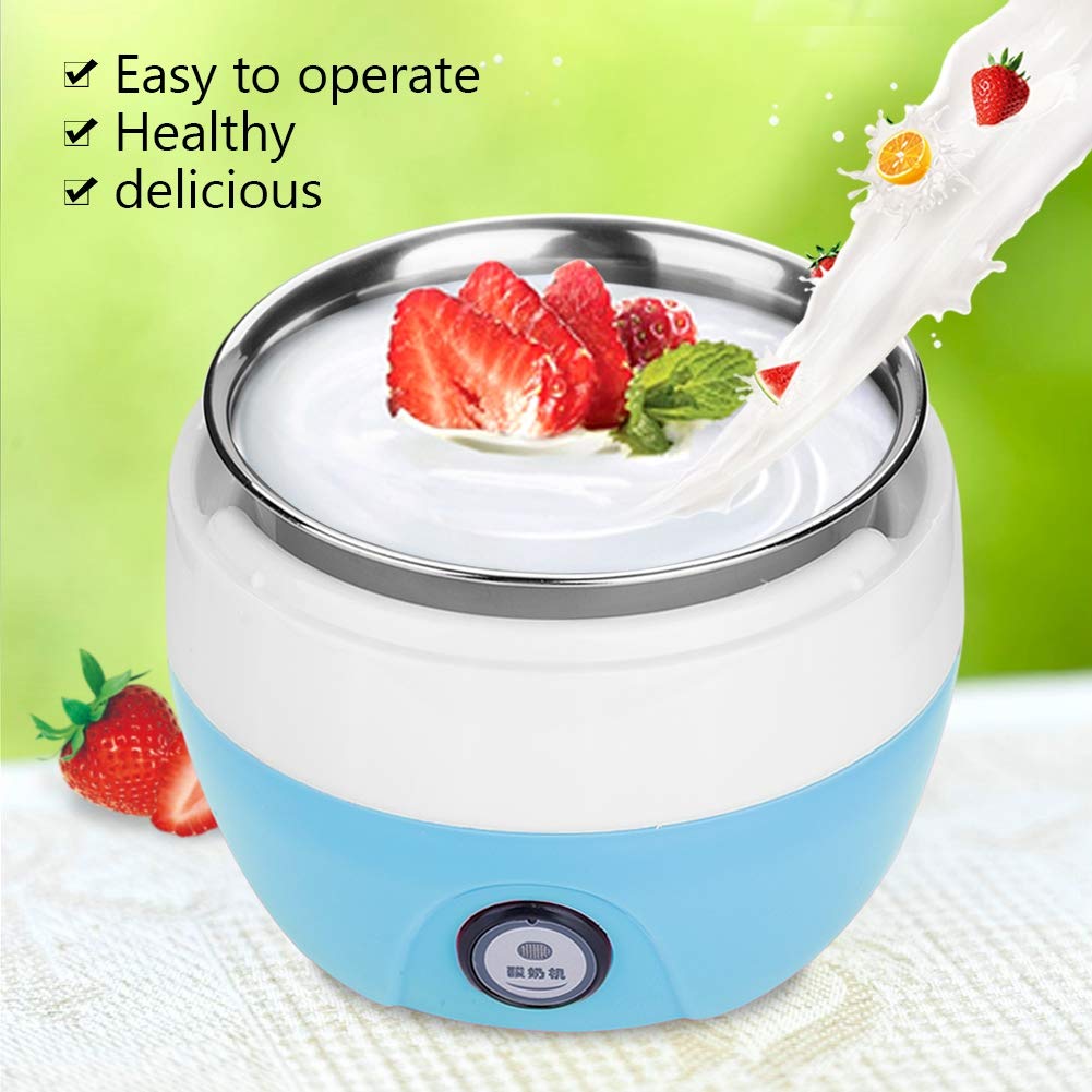 Automatic Yogurt Maker, 1L Household Electric Automatic Yogurt Yoghurt DIY Maker Stainless Steel Inner Container 220V, Yogurt Maker(Blue)