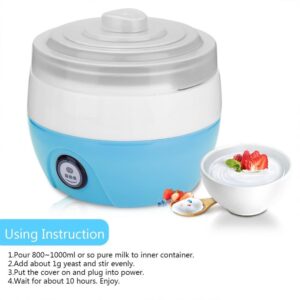 Automatic Yogurt Maker, 1L Household Electric Automatic Yogurt Yoghurt DIY Maker Stainless Steel Inner Container 220V, Yogurt Maker(Blue)