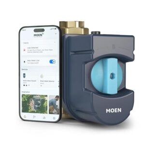 moen 900-002 flo smart water monitor and automatic shutoff sensor, wi-fi connected water leak detector for 1-1/4-inch diameter pipe