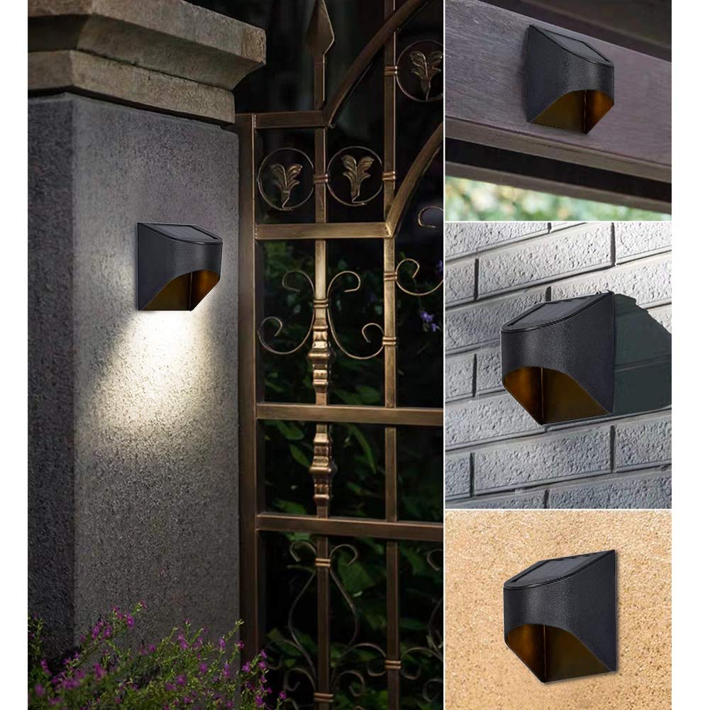 MAGGIFT 8 Pack Outdoor Metal Solar Deck Lights, LED Solar Fence Lights Decor for Steps Stairs Wall Walkway Garden Fences Pathway