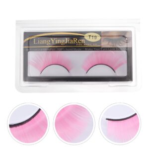 Lurrose 3 Pairs of Fake Eyelashes Curly Eyelashes Extension Halloween Cosplay Dress up Art for Carnival Party Prop (Pink)