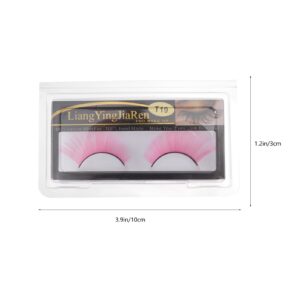 Lurrose 3 Pairs of Fake Eyelashes Curly Eyelashes Extension Halloween Cosplay Dress up Art for Carnival Party Prop (Pink)