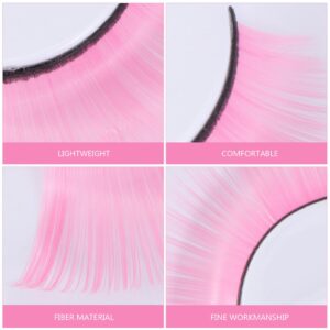 Lurrose 3 Pairs of Fake Eyelashes Curly Eyelashes Extension Halloween Cosplay Dress up Art for Carnival Party Prop (Pink)