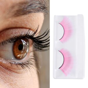 Lurrose 3 Pairs of Fake Eyelashes Curly Eyelashes Extension Halloween Cosplay Dress up Art for Carnival Party Prop (Pink)