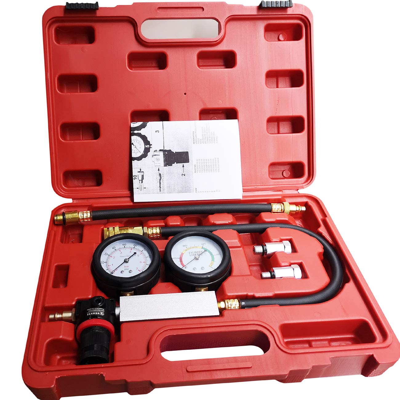 Cylinder Leak Down Tester,Compression Test kit - Engine Cylinder Dual Gauge Leakdown Tester kit Diagnostics Tool.