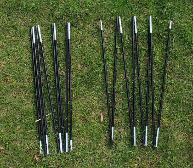 Tent Poles Replacement, Tent Accessories, Camping Tent Pole, Tent Support Rod Kit 2 Poles 4.9M Fiberglass Adjustable Tent Tarp Poles Replacement Tent Pole Kit for Awning Poles Camping Hiking