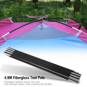 Tent Poles Replacement, Tent Accessories, Camping Tent Pole, Tent Support Rod Kit 2 Poles 4.9M Fiberglass Adjustable Tent Tarp Poles Replacement Tent Pole Kit for Awning Poles Camping Hiking