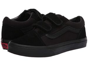 vans old skool v junior/big kids shoes sneakers boys/girls (black/black, 6, numeric_6)