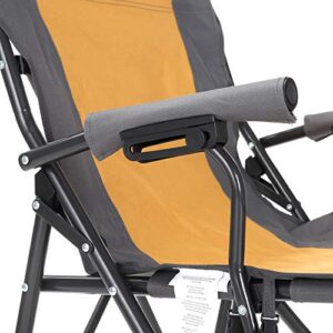 ARROWHEAD OUTDOOR Heavy-Duty Solid Hard-Arm High-Back Folding Camping Quad Chair, Heavy-Duty Carrying Bag, Cup Holder Included w/Side Pouch, Supports up to 400lbs, USA-Based Support (Tan & Gray)