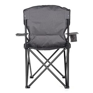 ARROWHEAD OUTDOOR Portable Folding Camping Quad Chair w/Added Ultra-Comfortable Padding, Cup-Holder, Heavy-Duty Carrying Bag, Padded Armrests, Supports up to 330lbs, USA-Based Support (Tan & Gray)