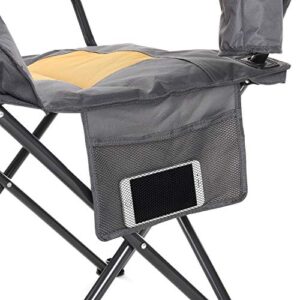 ARROWHEAD OUTDOOR Portable Folding Camping Quad Chair w/Added Ultra-Comfortable Padding, Cup-Holder, Heavy-Duty Carrying Bag, Padded Armrests, Supports up to 330lbs, USA-Based Support (Tan & Gray)