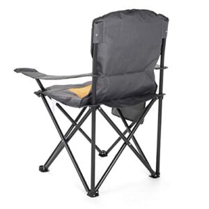 ARROWHEAD OUTDOOR Portable Folding Camping Quad Chair w/Added Ultra-Comfortable Padding, Cup-Holder, Heavy-Duty Carrying Bag, Padded Armrests, Supports up to 330lbs, USA-Based Support (Tan & Gray)