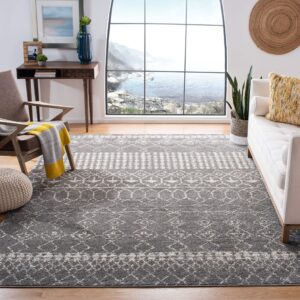 safavieh tulum collection 6'7" square grey/ivory tul229f moroccan boho distressed non-shedding living room bedroom dining home office area rug