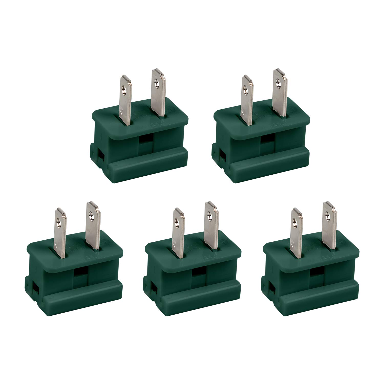 Holiday Christmas Lighting Outlet Male Green Slip Plug, Vampire Plug, Gilbert Plug, Zip Plug, 25 Packs (SPT-1)