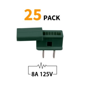 Holiday Christmas Lighting Outlet Male Green Slip Plug, Vampire Plug, Gilbert Plug, Zip Plug, 25 Packs (SPT-1)