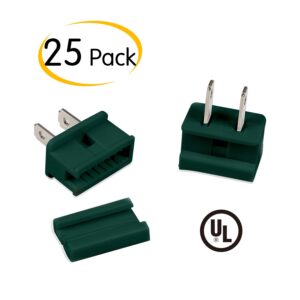 Holiday Christmas Lighting Outlet Male Green Slip Plug, Vampire Plug, Gilbert Plug, Zip Plug, 25 Packs (SPT-1)