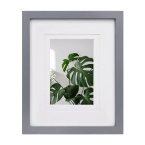 egofine 8x10 picture frame made of solid wood, covered by plexiglass for pictures 4x6 or 5x7 with mat or 8x10 without mat, table top display and wall display photo frame, dark gray