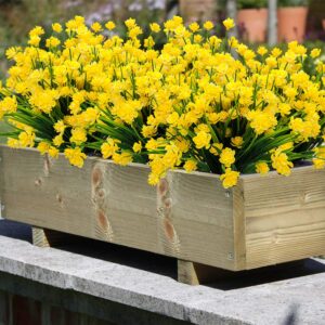 Grunyia Artificial Flowers Outdoor UV Resistant Fake Plants Indoor Outside Hanging Planter Home Garden Decor, 10 Bundles (Yellow)