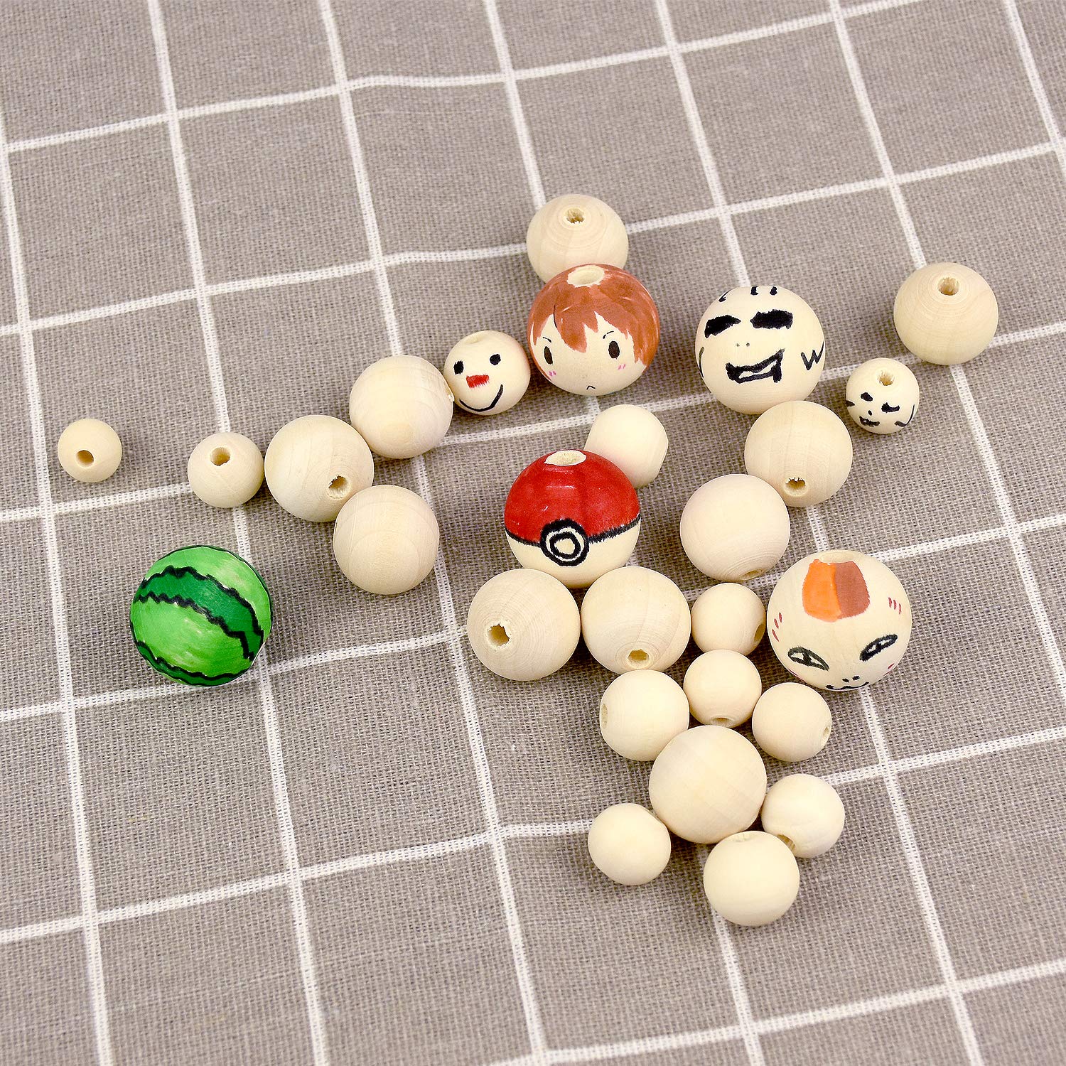 1000 Pcs Wooden Beads Natural Unfinished Wood Beads for Crafts, 7 Sizes Beads for Jewelry Making, Garland, Home/Farmhouse Decor and DIY - 6mm, 8mm, 10 mm, 12 mm, 14mm, 16mm, 20mm