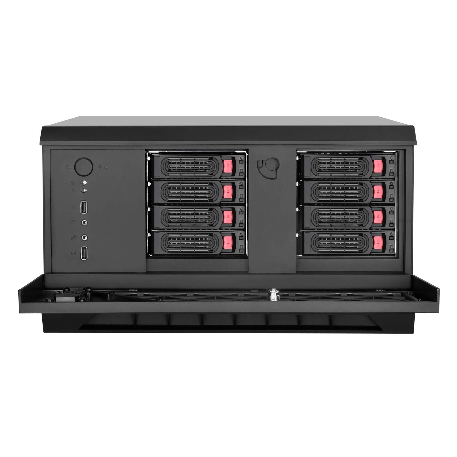 SilverStone Technology CS381B Micro-ATX/Mini-DTX/Mini-Itx 8 Bay Hot Swap 2.5"/3.5" SAS-12G/SAS-6G NAS Storage Case with 2X 120mm Dual Ball Bearing Fan, Black