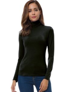 black turtleneck womens long sleeve fitted tops lightweight slim active pullover shirt black medium