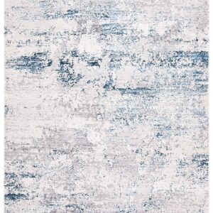 SAFAVIEH Amalfi Collection Area Rug - 8' x 10', Cream & Navy, Modern Abstract Distressed Design, Non-Shedding & Easy Care, Ideal for High Traffic Areas in Living Room, Bedroom (AMF572C)