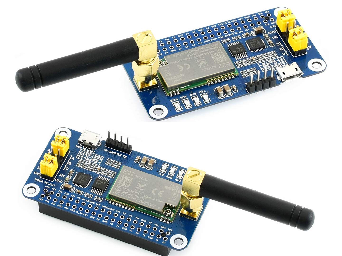 SX1262 LoRa HAT for Raspberry Pi Series Boards 915MHz Frequency Band,Support Data Transmission up to 5km,Wake on Radio,Wireless Config, Carrier Sensing, Communication Key