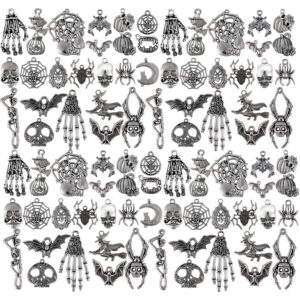 hicarer 80 pieces halloween charms pendants antique silver pendants halloween jewelry making accessory for diy necklace bracelet