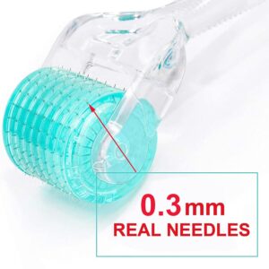 Angel Kiss Derma Roller REAL NEEDLE - 0.3mm Microneedling Roller for Face Body, 192 Individual Stainless Steel Needles, Face Microdermabrasion Roller for Men and Women