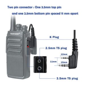 TIDRADIO Walkie Talkie Earpiece with Mic (Includes Earmolds and Ear Buds) 2 Pin Acoustic Tube Headset TD-M8 TD-V2 Retevis H-777 RT21 RT22 Baofeng UV-5R BF-888S 2 Way Radio (10 Pack)