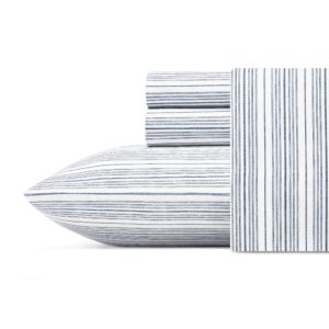 nautica - twin sheets, cotton percale bedding set, coastal home decor, dorm room essentials (beaux stripe navy, twin)