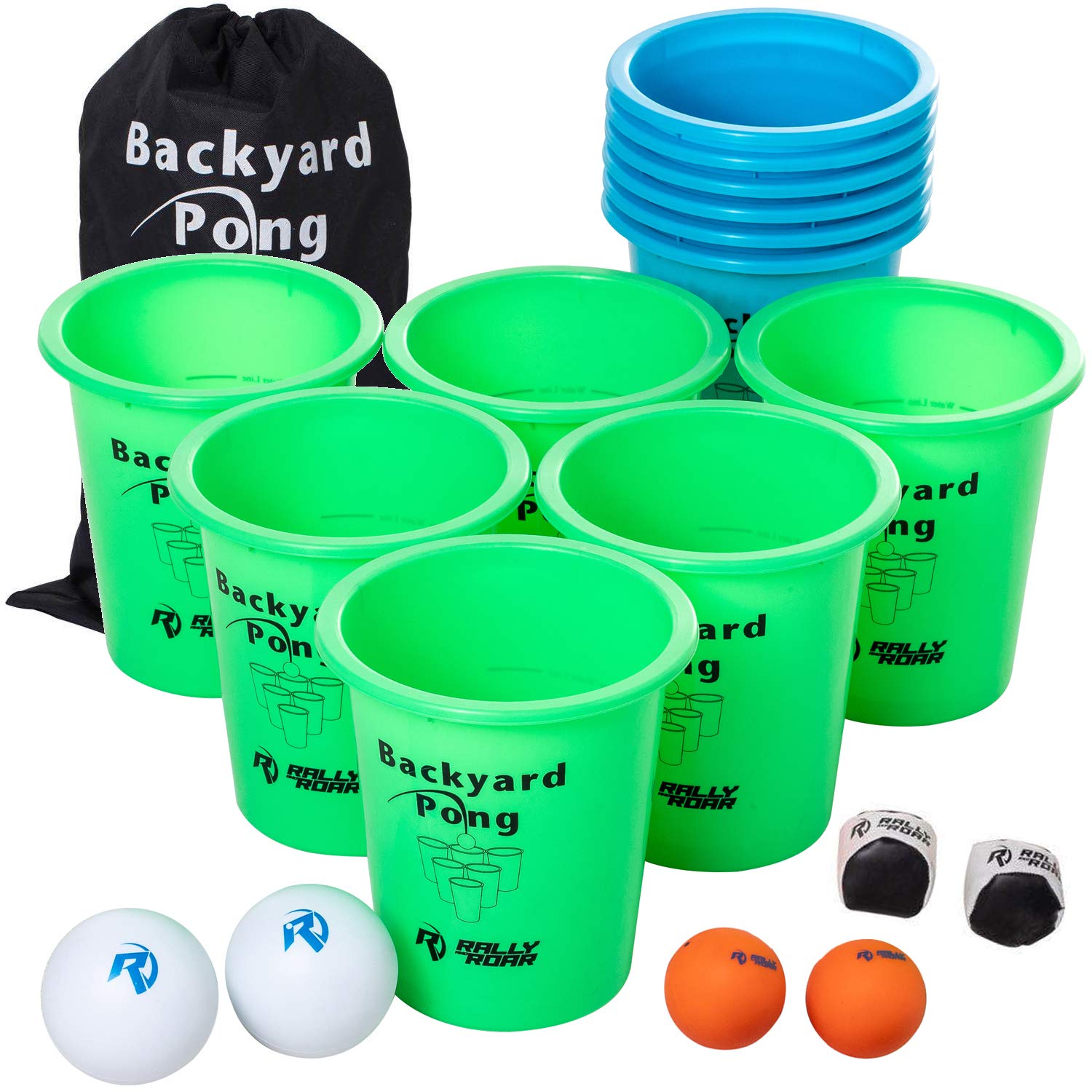 Rally and Roar Jumbo Premium Beer Pong Set - Includes 12 Durable 9" Tall Cups, 6 Balls, Carry Bag