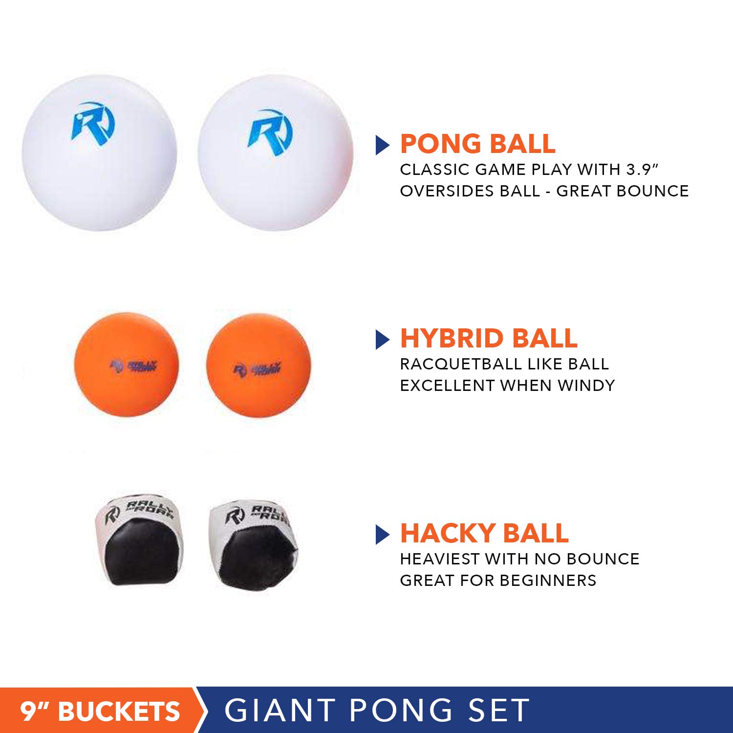 Rally and Roar Jumbo Premium Beer Pong Set - Includes 12 Durable 9" Tall Cups, 6 Balls, Carry Bag