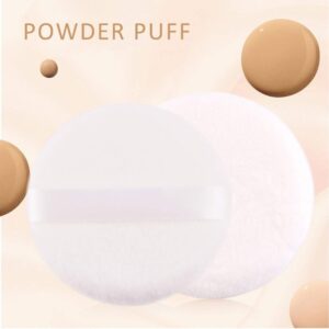 WXJ13 3 Pack 4.12 Inch Large Powder Puff with Metal Powder Box, Smooth Soft Puff with Ribbon Band Handle for Body Loose Powder