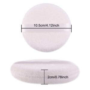 WXJ13 3 Pack 4.12 Inch Large Powder Puff with Metal Powder Box, Smooth Soft Puff with Ribbon Band Handle for Body Loose Powder