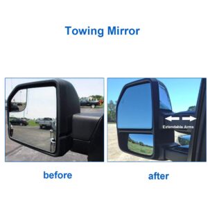 JZSUPER Towing Mirrors fit for Ford F150 Pickup Truck 2015 2016 2017 2018 2019 2020, Power Heated with Turn Signal Temperature Sensor- 8 Pin Plug