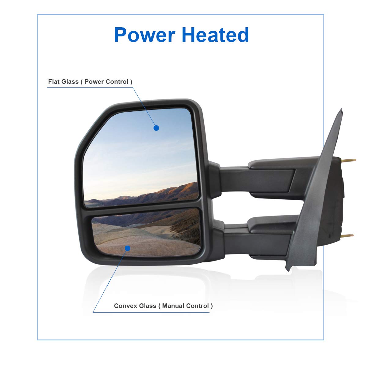 JZSUPER Towing Mirrors fit for Ford F150 Pickup Truck 2015 2016 2017 2018 2019 2020, Power Heated with Turn Signal Temperature Sensor- 8 Pin Plug